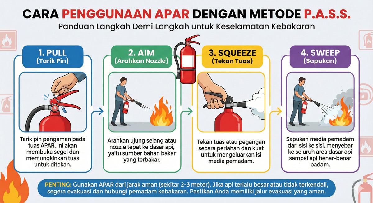 Jangan Asal! Ini Cara Menggunakan APAR dengan Benar, Metode P.A.S.S